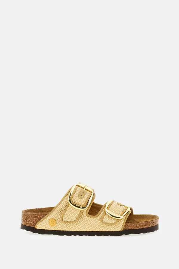 BIRKENSTOCK Arizona Large Buckle Raffia Sandals - Beige