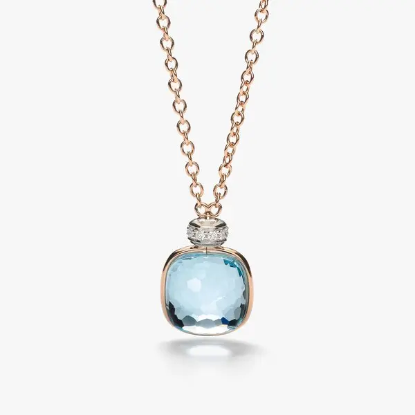 Pomellato Nudo Classic Necklace With Sky Topaz And Diamond Pendant - Blue
