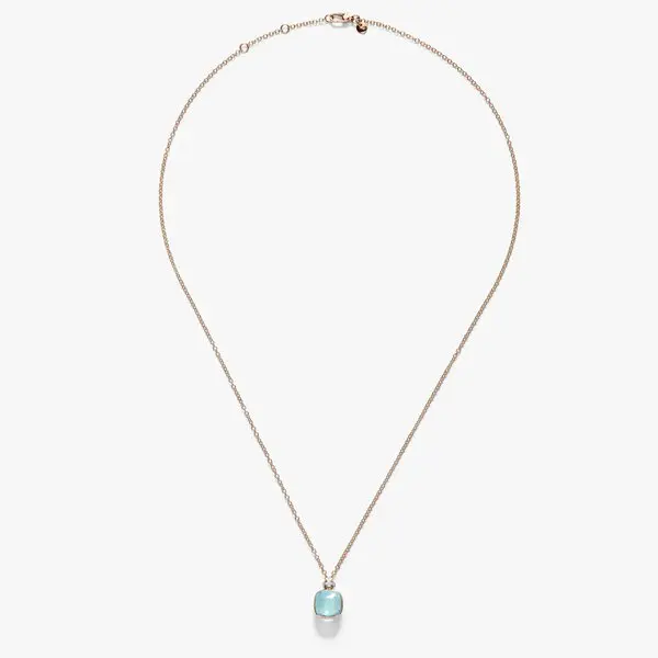 Pomellato Nudo Classic Necklace With Sky Topaz And Diamond Pendant