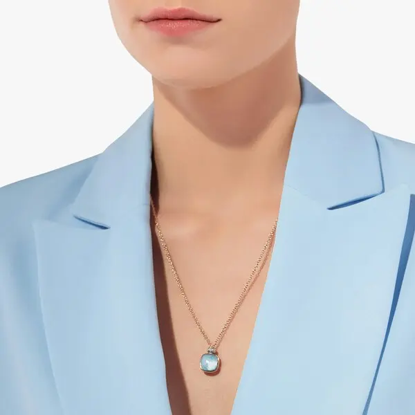 Pomellato Nudo Classic Necklace With Sky Topaz And Diamond Pendant