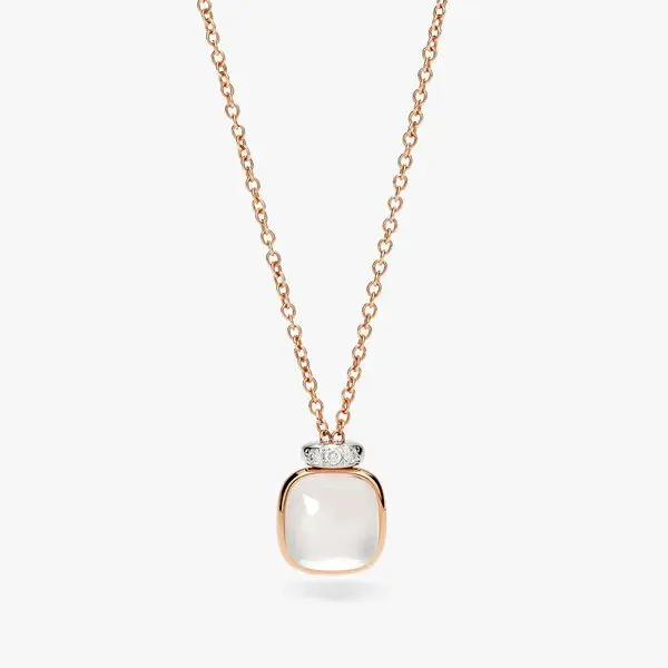Pomellato Nudo Mini Necklace With Milky Quartz And Diamonds - White