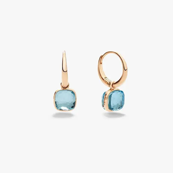 Pomellato Nudo Mini Sky Topaz Hoop Earrings - Blue