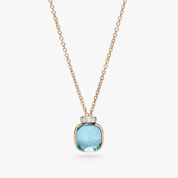 Pomellato Nudo Mini Necklace With Sky Topaz And Diamonds - Blue