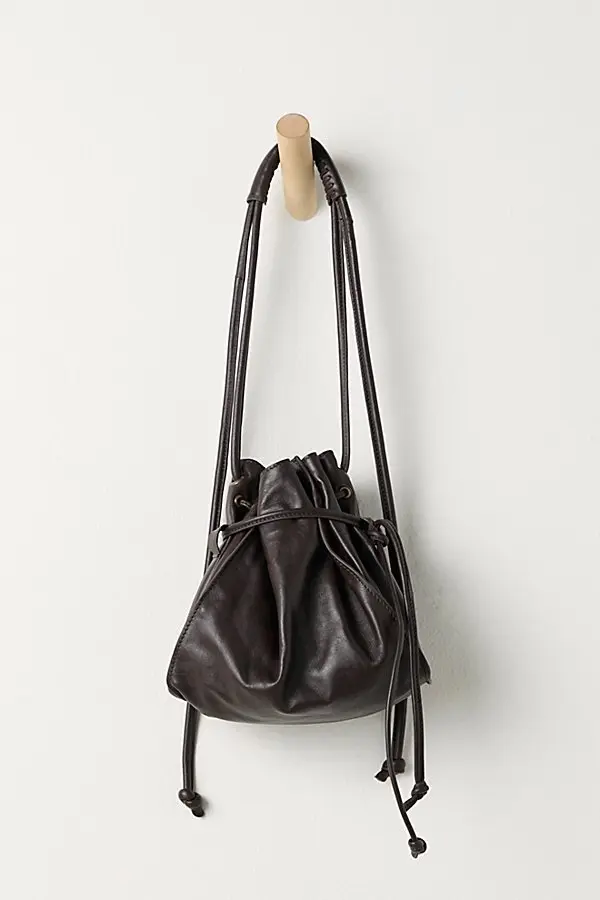Free People Lucy Leather Pouch - Espresso