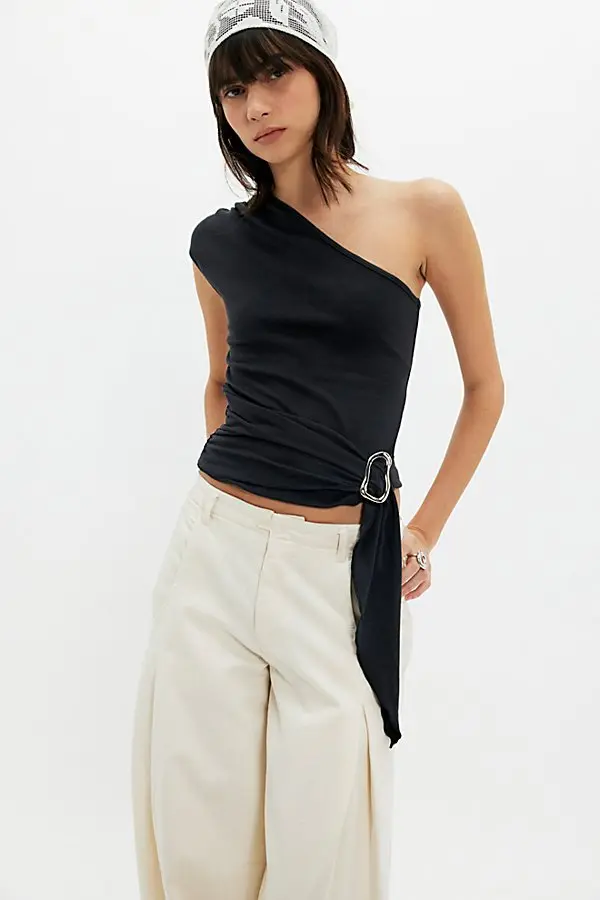 Free People Venetia One-shoulder Top - Black