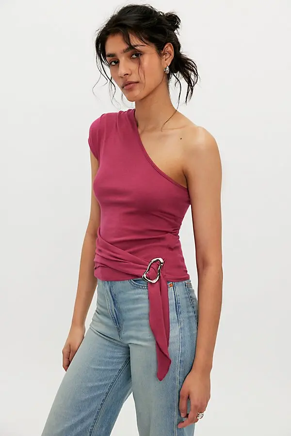 Free People Venetia One-shoulder Top - Sangria