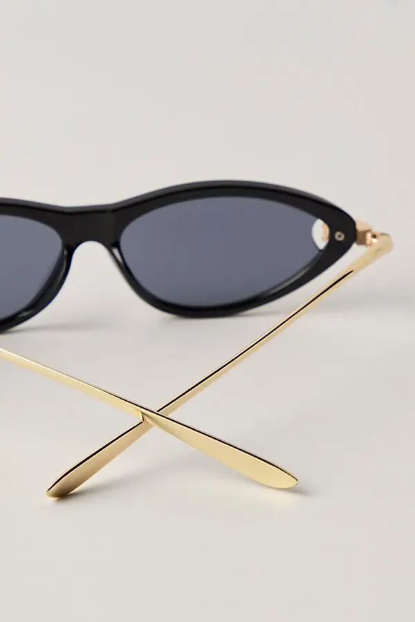 Free People Milee Cat Eye Sunglasses - Black/gold
