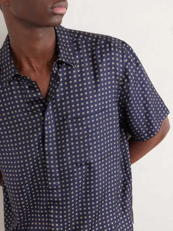 Saint Laurent Printed Silk-voile Shirt - Blue