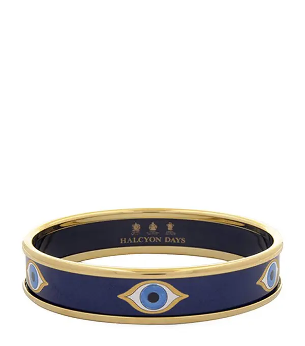 Halcyon Days Gold-plated Evil Eye Bangle - Black