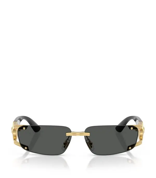 Versace Metal Rectangle Sunglasses - Gold
