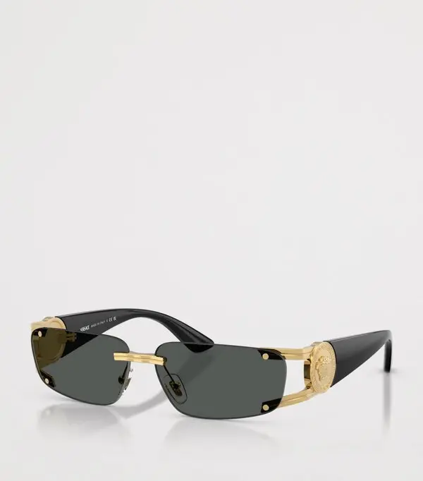 Versace Metal Rectangle Sunglasses - Gold