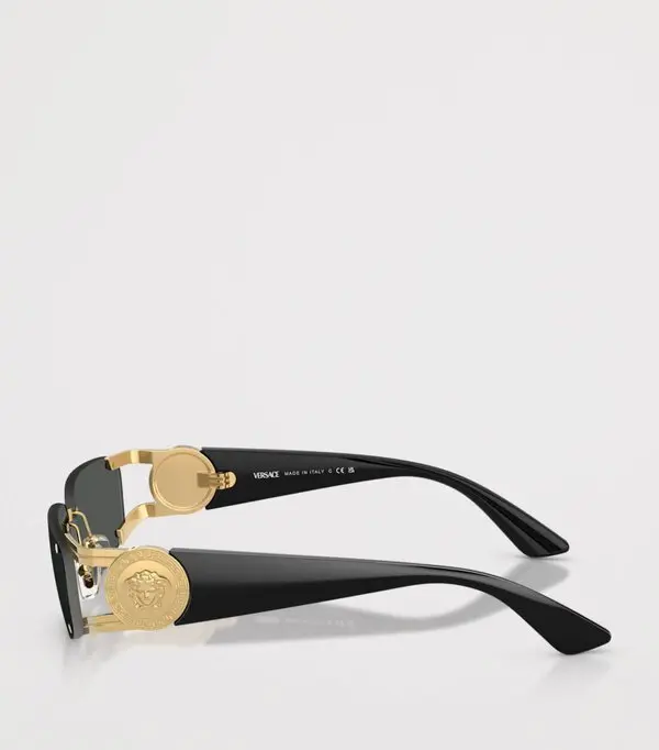 Versace Metal Rectangle Sunglasses - Gold