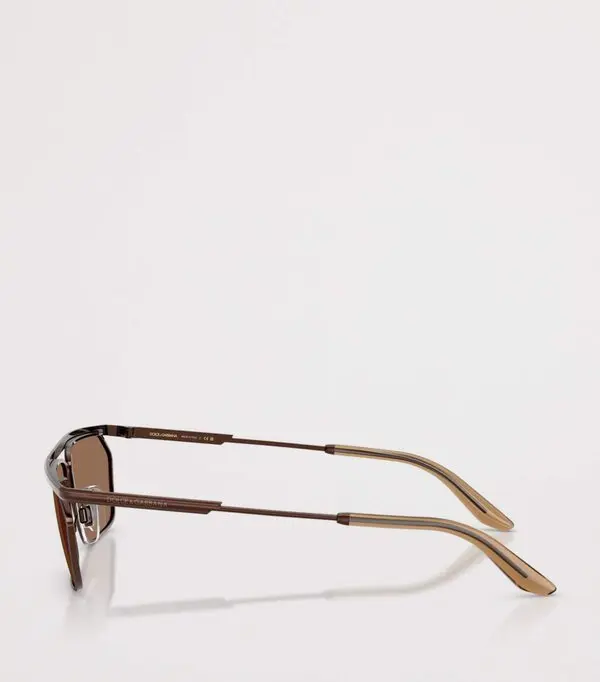 Dolce & Gabbana Metal Rectangle Sunglasses - Brown