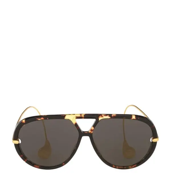 Bottega Veneta Tortoiseshell Aviator Sunglasses - Brown
