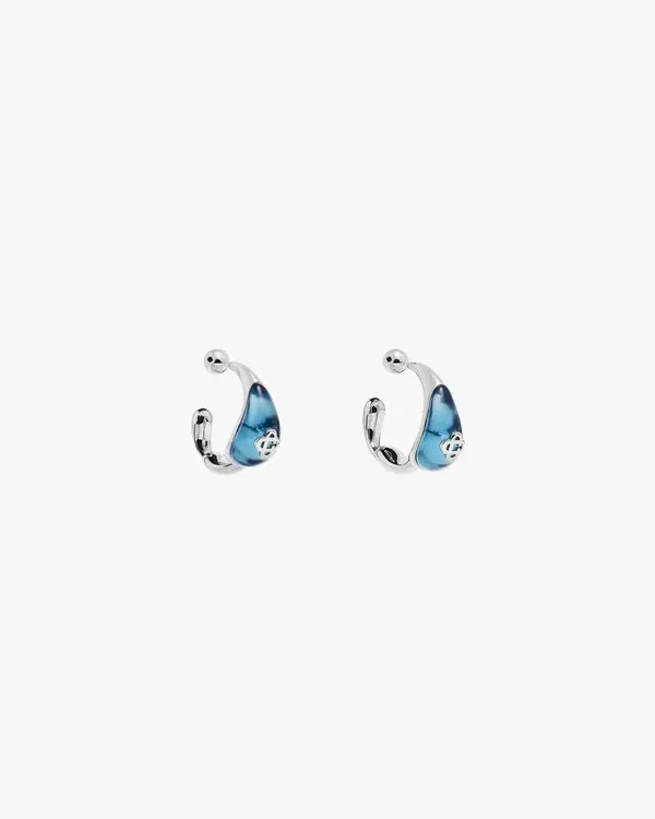 Casablanca Silver And Water Drop Brass Hoop Earrings