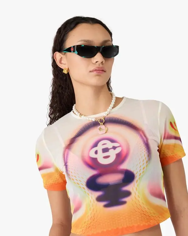 Casablanca Sporchid Printed Mesh Baby T-shirt - Multicolor