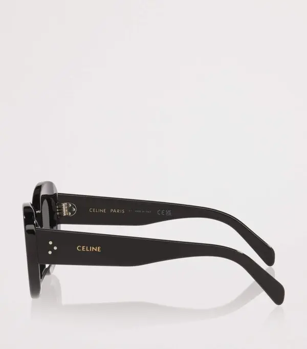 Celine Oversized Cat Eye 3 Dots Sunglasses - Black