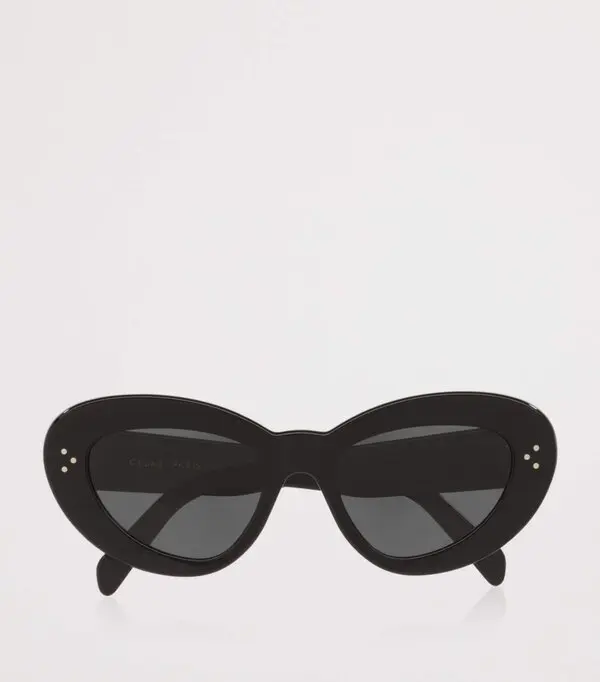 Celine Oversized Cat Eye 3 Dots Sunglasses - Black