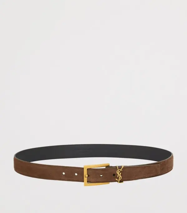 Saint Laurent Suede Cassandre Belt