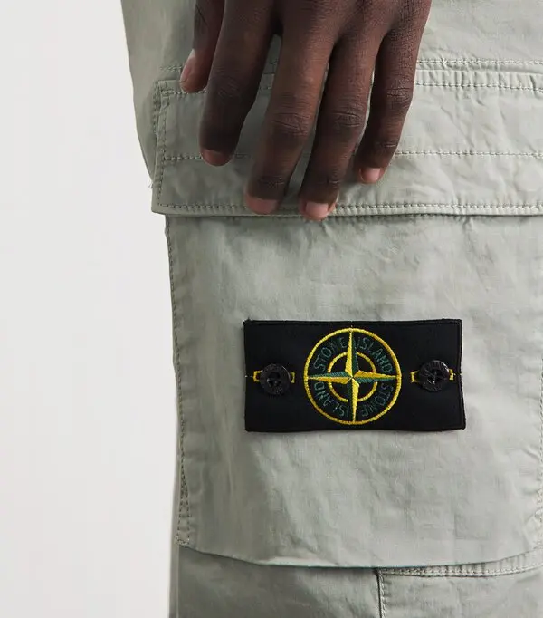 Stone Island Stretch-cotton Tapered Cargo Trousers - Green