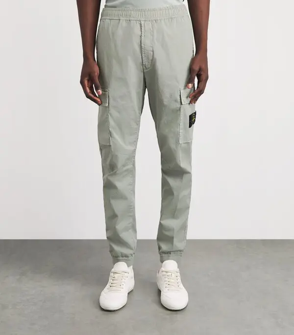 Stone Island Stretch-cotton Tapered Cargo Trousers - Green