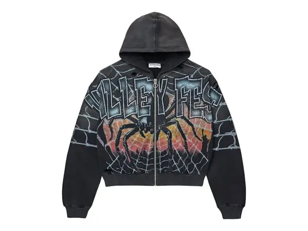 VALE FOREVER Widow Big Zip Up Hoodie - Black