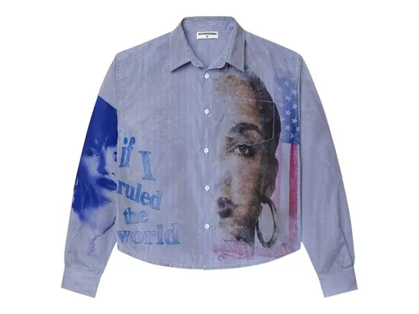 VALE FOREVER Freedom Button Up Long Sleeve Shirt - Blue