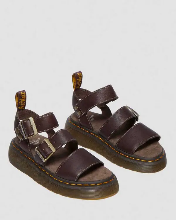 Dr. Martens Gryphon Quad Grizzly Leather Sandals - Brown