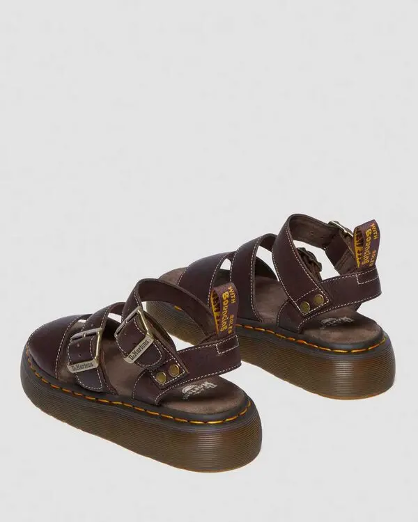 Dr. Martens Gryphon Quad Grizzly Leather Sandals - Brown