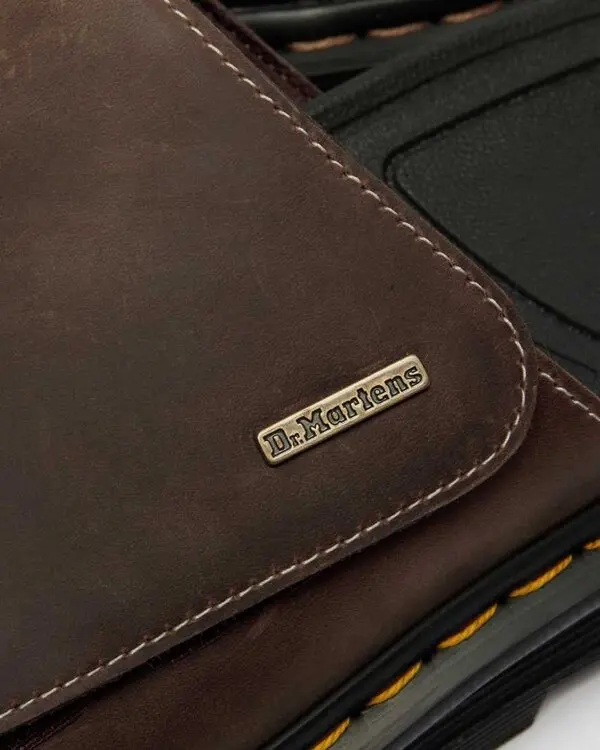 Dr. Martens Zebzag Crazy Horse Leather Slides - Brown