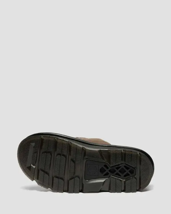 Dr. Martens Zebzag Crazy Horse Leather Slides - Brown