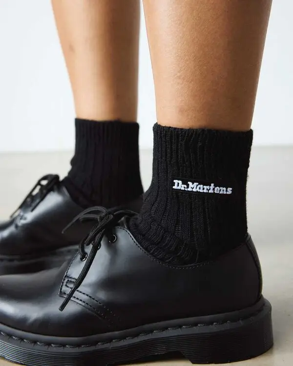 Dr. Martens Short Athletic Logo Organic Cotton Blend Socks - Black