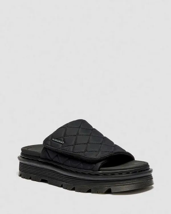 Dr. Martens Zebzag Quilted Canvas Platform Slides - Black