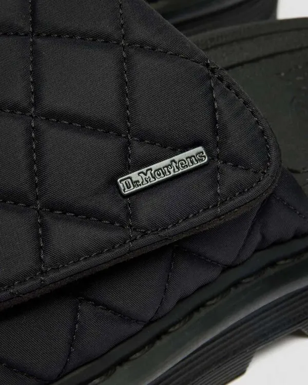 Dr. Martens Zebzag Quilted Canvas Platform Slides - Black