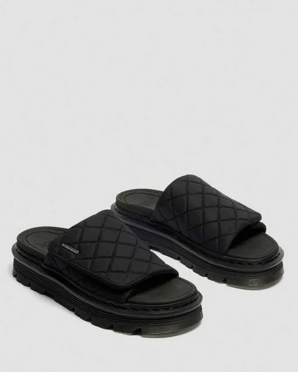 Dr. Martens Zebzag Quilted Canvas Platform Slides - Black