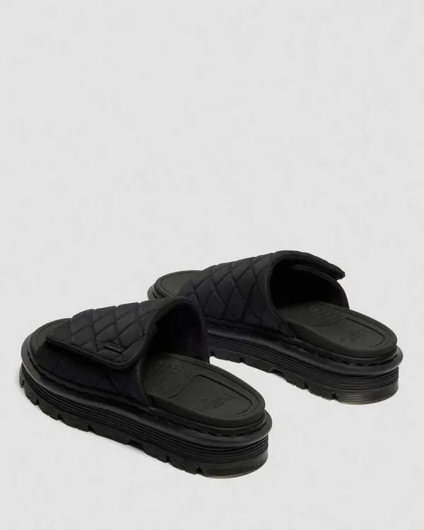 Dr. Martens Zebzag Quilted Canvas Platform Slides - Black