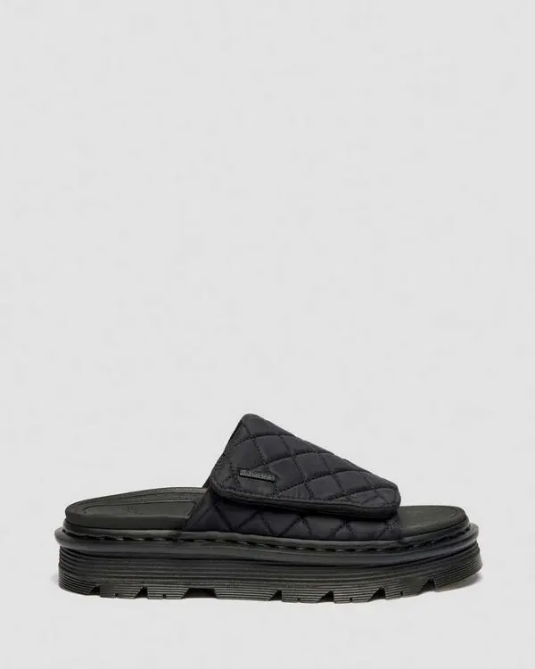 Dr. Martens Zebzag Quilted Canvas Platform Slides - Black