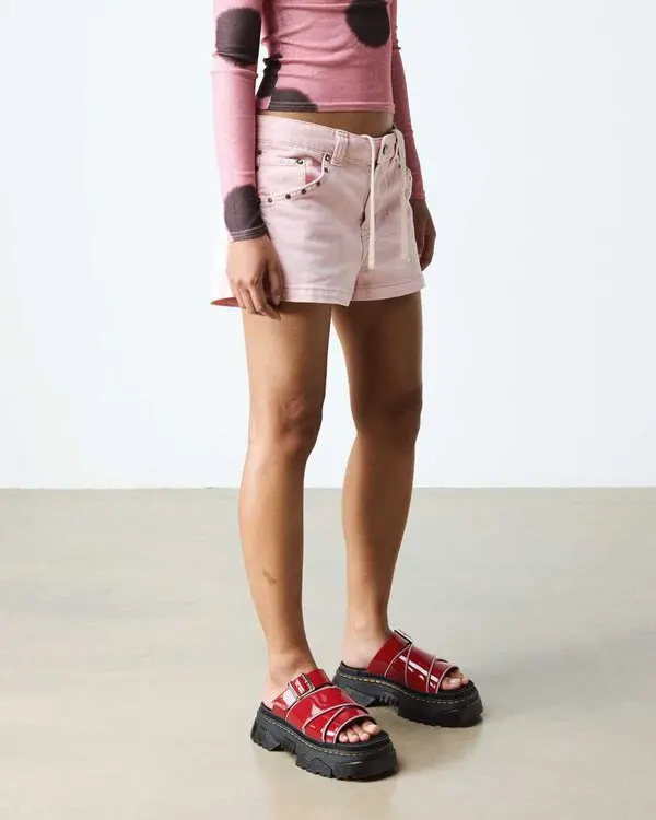 Dr. Martens Mattison Platform Leather Slides - Red