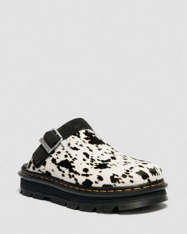 Dr. Martens Zebzag Dalmatian Hair-on Leather Platform Mules - Cream