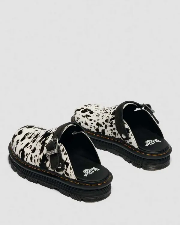 Dr. Martens Zebzag Dalmatian Hair-on Leather Platform Mules - Cream