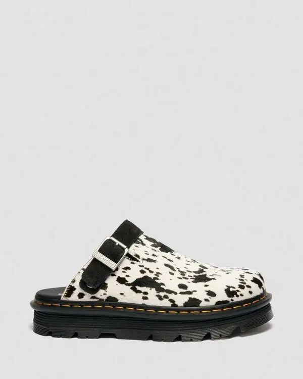 Dr. Martens Zebzag Dalmatian Hair-on Leather Platform Mules - Cream