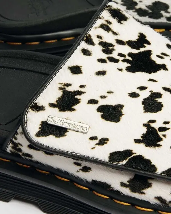 Dr. Martens Zebzag Dalmatian Hair-on Leather Platform Slides