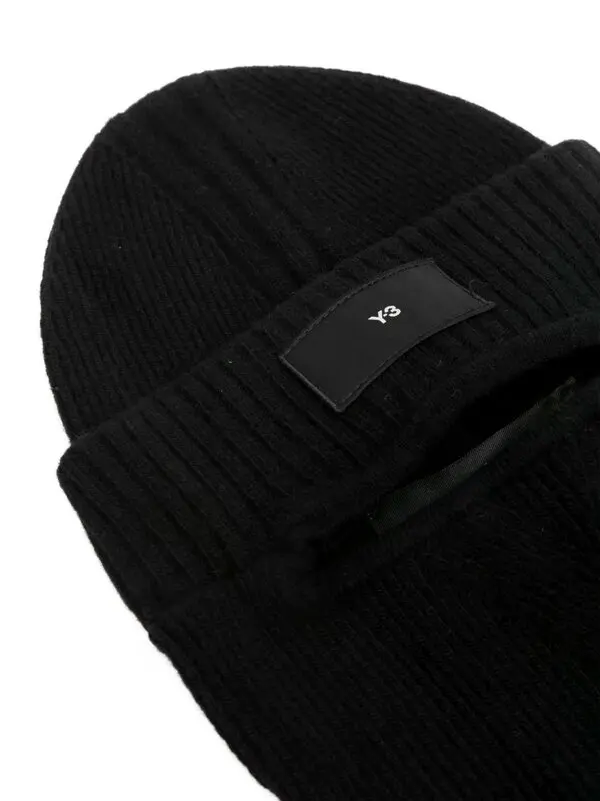 Y3 Logo-patch Ribbed-knit Balaclava