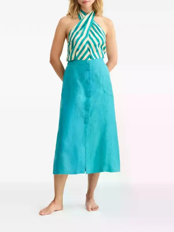 ERES A-line Skirt With Front Button Fastening - Blue