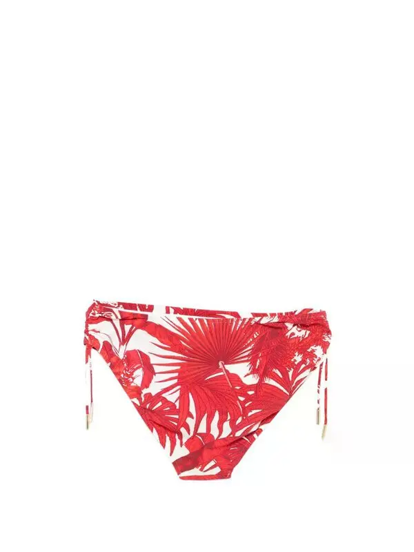 MARYAN MEHLHORN Red Floral Print Side Tie Bikini Bottoms