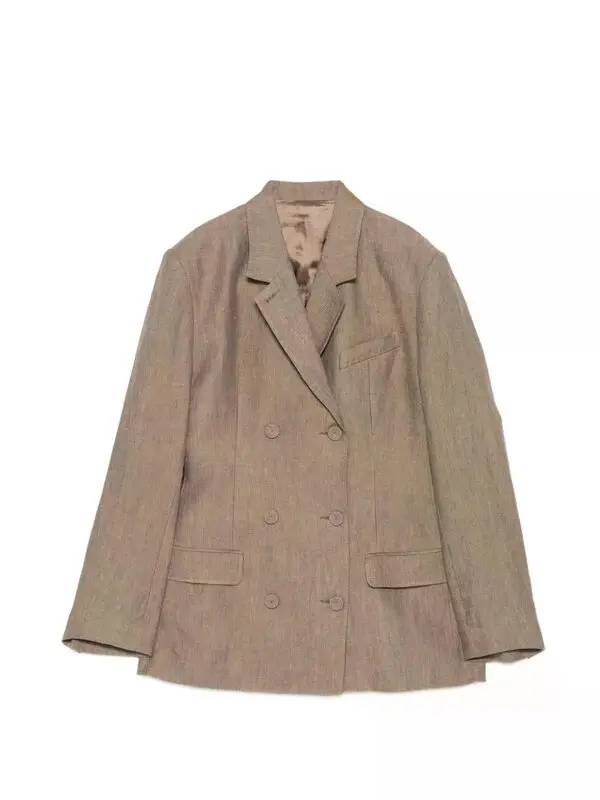 Mark Kenly Domino Tan Jenia Double-breasted Jacket