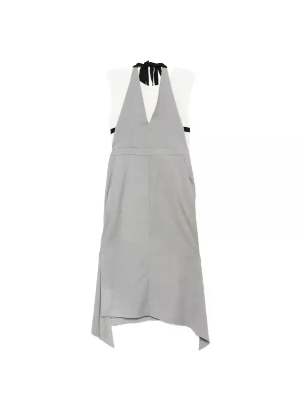 TELA V-neck Halterneck Midi Dress - Grey