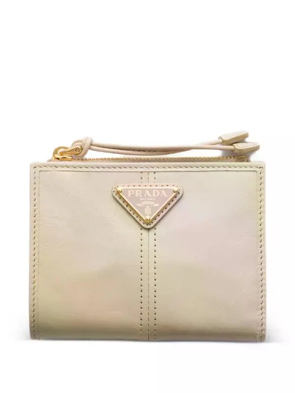 Prada Small Leather Wallet - Neutrals