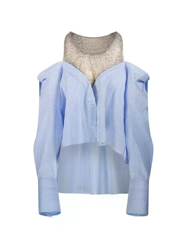 Giuseppe Di Morabito Striped Crystal-embellished Blouse