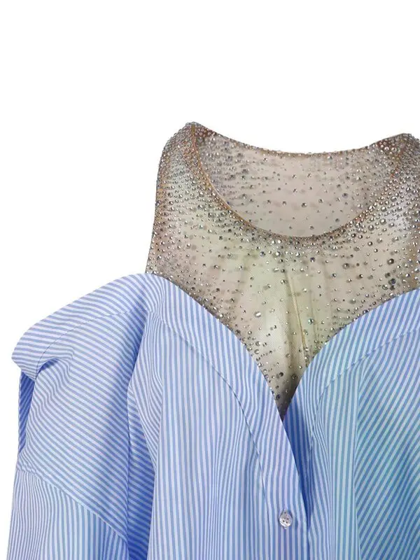 Giuseppe Di Morabito Striped Crystal-embellished Blouse